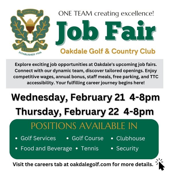 Career Opportunities - Oakdale Golf & Country Club